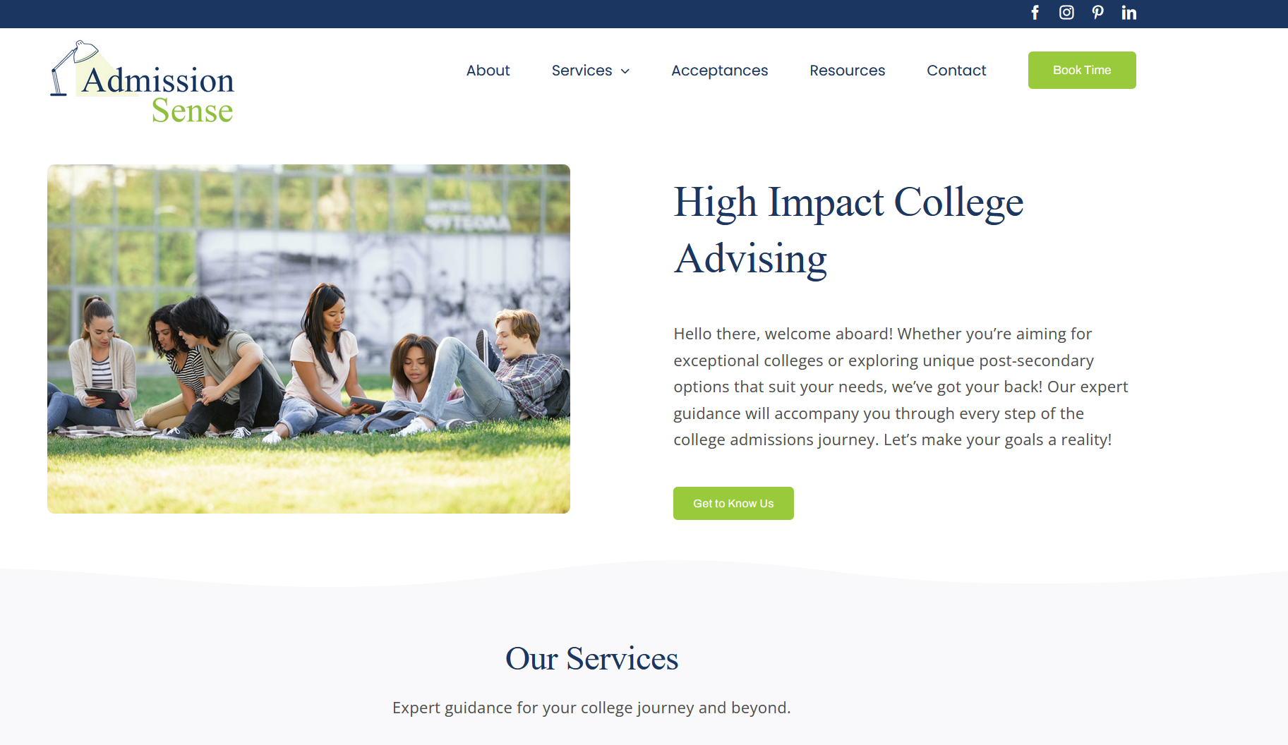 High Impact College Advising at Admission Sense